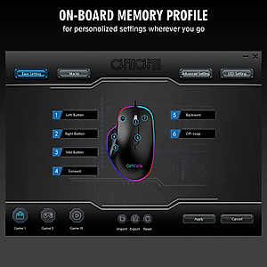 Gaming Mouse Wired, 6 Programmable Buttons, 7 Mode RGB Backlit, 200-7200 DPI Adjustable, High-Performance Gaming Mouse PC Laptop Mac Computer Gaming Mice, Black