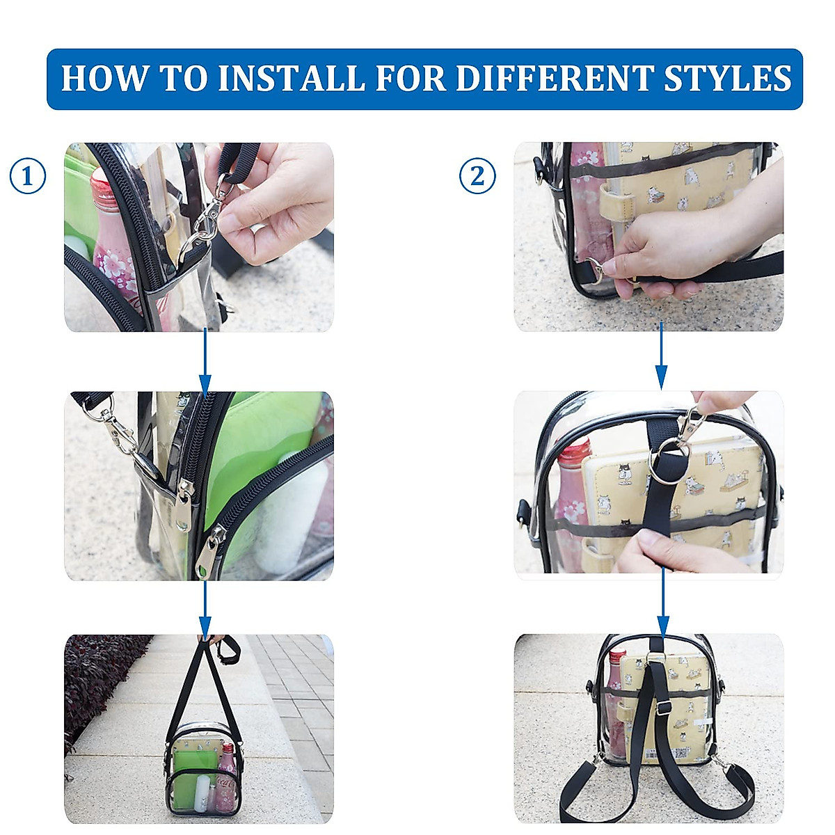 COVAX Clear Mini Backpack, Stadium Approved Clear Crossbody Shoulder Bag, Fashion Women Transparent Backpack for Work, Security Travel, Concert & Sport Event