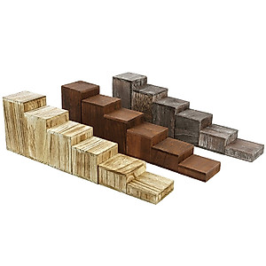 MOOCA Wooden 6 Pcs Square Risers for Display Jewelry and Accessories Display Stand Wooden Risers For Jewelry Figurine, Brown