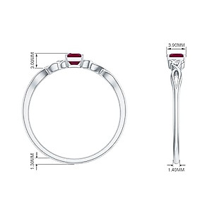 Rosec Jewels Princess Cut Ruby Solitaire Promise Ring for Women - Celtic Knot Ring | Natural and Certified Ruby | AAA Quality, 14K White Gold, Size:US 7.50