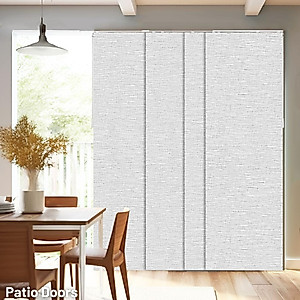 CHICOLOGY Embossed Textured Weave Fabric, Sliding Door Blinds , Room Divider ,Vertical Blinds for Patio Doors , Sliding Glass Door Blinds, Chalk White, W:46-86 x H: Up to-96 inches