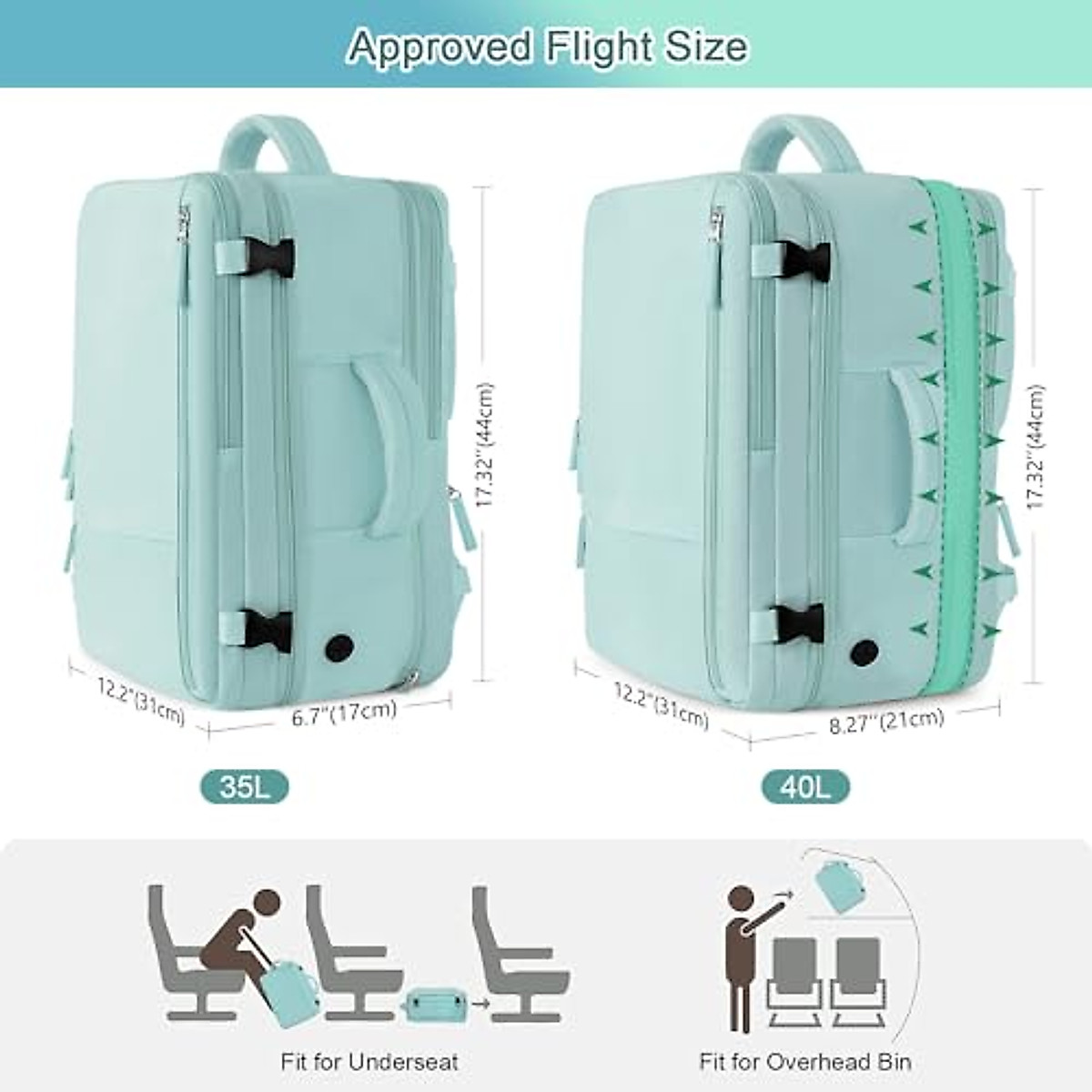 Sinaliy Large Travel Backpack for Women, 40L Carry On Backpack, 17 Inch Laptop Waterproof Backpack, College Bookbag, Backpack for Women, as Person Item Flight Approved