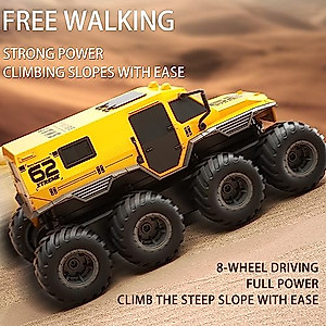 1：12 Scale 8WD Amphibious RC Truck, 2.4G Offroad Waterproof Large Remote Contorl Car for Boys 4-12 , All Terrain RC Car Toys For 7 8 9 10 11 12 Year Old Boys/Girls 4+, Gift Birthday Chirstams-Black