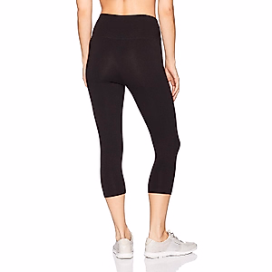 Spalding Women's High Waisted Crop Legging, Deep Black, X-Large