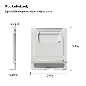 Kemoxan 2 Pack Portable Cell Phone Stand Holder for Desk, Foldable Pocket-Sized Mount, Universal Adjustable Desktop Mobile Phone Kickstand Compatible with iPhone IPads Kindle Android Black & White