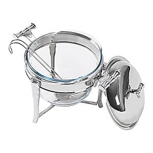DYRABREST Chafing Dish Buffet Set,Stainless Steel Frame Chafing Dishes Glass Dish Server Food Warmer with Soup Ladle for Parties