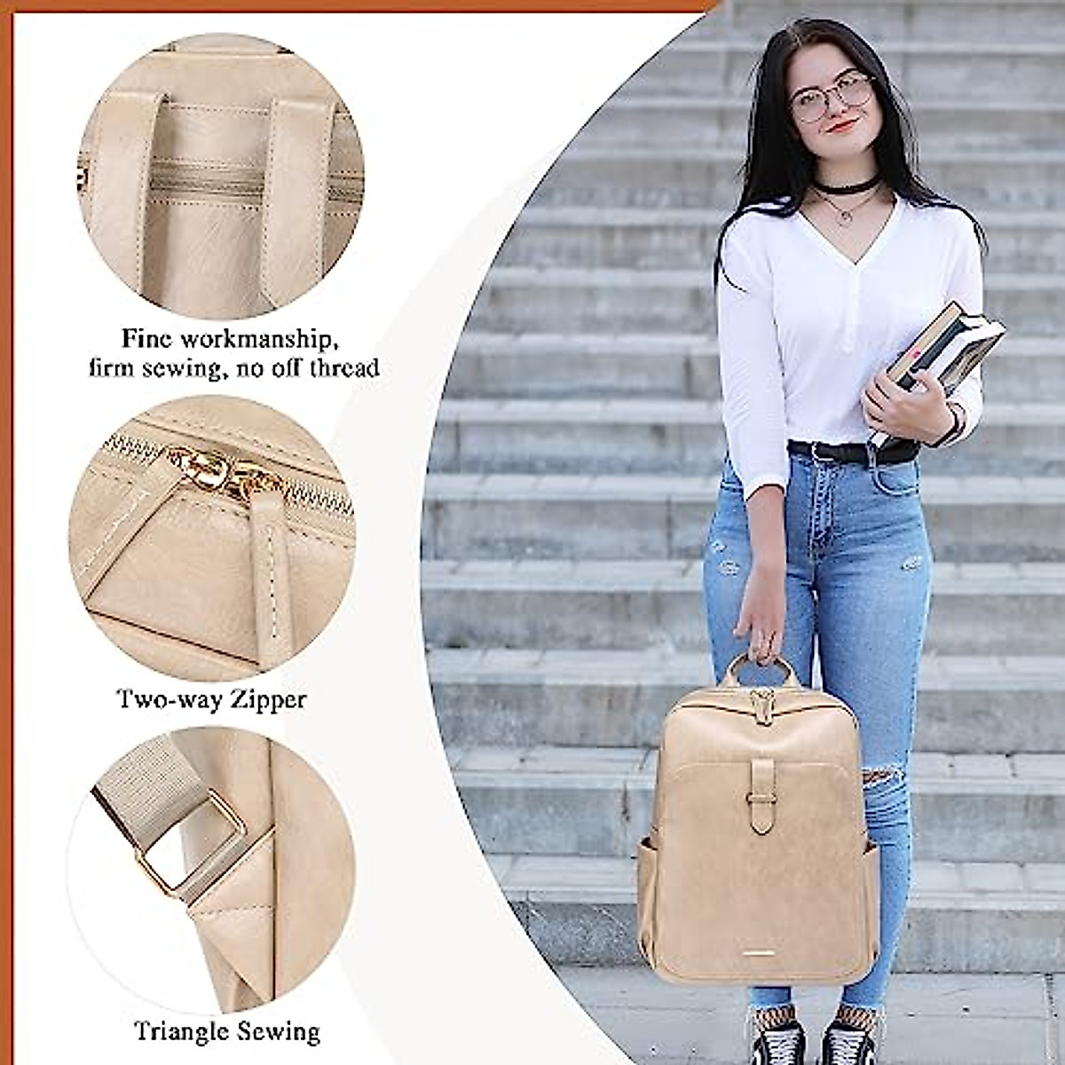 UBAYMAX PU Leather Women Backpack Casual Shoulder Bag Fashion Ladies Daypacks Travel Backpack 14 INCH Laptop Backpack
