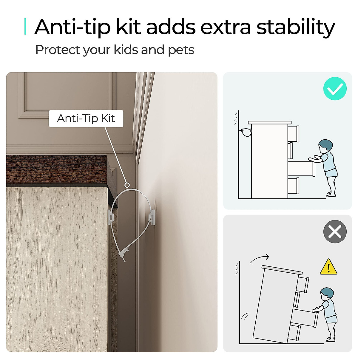 LINSY HOME 6 Drawer Dresser for Bedroom, Modern Double Dresser Organizer, Black Wood Dresser Chest of Drawers for Living Room,Entryway and Hallway, Wash White