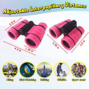 ESSENSON Binoculars for Kids Toys Gifts for Age 3-12 Years Old Boys Girls Kids Telescope Outdoor Toys for Sports and Outside Play Hiking, Bird Watching, Travel, Camping, Birthday Presents (Pink)