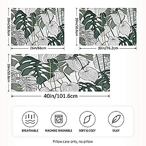 Satin Pillowcase for Hair and Skin Silk Pillowcase King Size Tropical Palm Leaves Pattern Pillow Cases Cooling Satin Pillow Covers with Envelope Closure