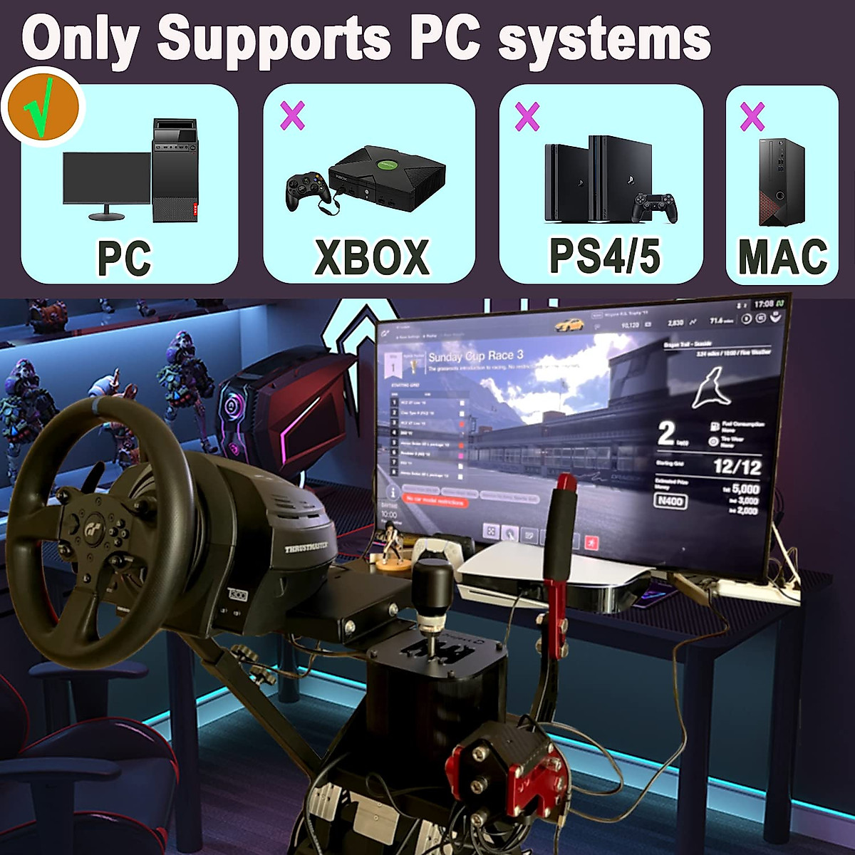 Nejoney USB Handbrake, PC Windows Gaming Peripherals for SIM Racing Games G25/G27/G29/T150/T300/T500 with Clamp (BLUE)