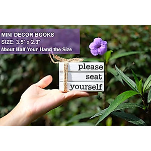 Farmhouse Mini Bathroom Sign Decor Funny Wooden Book Stack for Bathroom Tray Decor Bathroom Shelf Sitter 2 Signs in 1 Reversible Mini Book Set of 3 for Restroom Decor Bathroom Wooden Rustic Sign