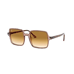 Ray-Ban Women's RB1973 Square II Sunglasses, Transparent Light Brown/Clear Gradient Brown, 53 mm