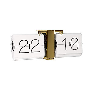 Karlsson Flip Clock No Case White, Brass Stand, Steel, 8.5 x 36 x 14 cm