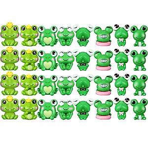 Jetec 32 Pieces Cute Frog Miniature Figurines Frog Cake Topper Decorations Mini Garden Frog Ornaments Animals Model Garden Miniature Landscape DIY Craft for Home Decoration Party Supplies