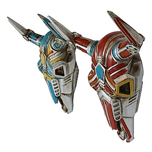 Ebros Gift Set of 2 Red and Blue Western Robotic Cyborg Horned Cow Skull 10" H Wall Decor Sculptures Wildlife Bisons Bulls Spirit Totem Accent Sculpture
