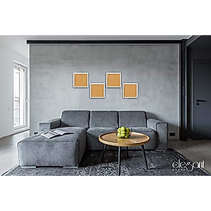 Elegant Boards 4 Pack Cork Bulletin Board 12"X 12" Square Wall Tiles, Modern White Framed Boards for Home and Office (Pushpins, Hardware and Template Included)