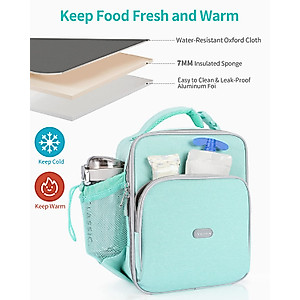 Amersun Kids Insulated Lunch Box[Patent Design], Lunch cooler with Multi-pocket, Keep Food Warm Cold & Durable School Lunch Bag for Kids Teen Girls Boys, Lunch Tote Bag for Children, Light Blue