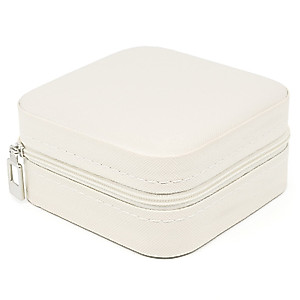 KEINE MARKE Small Jewelry Box, Travel Portable Jewelry Case for Ring, Pendant, Earring, Necklace, Bracelet Organizer Storage Holder Boxes, 1 pcs (white)