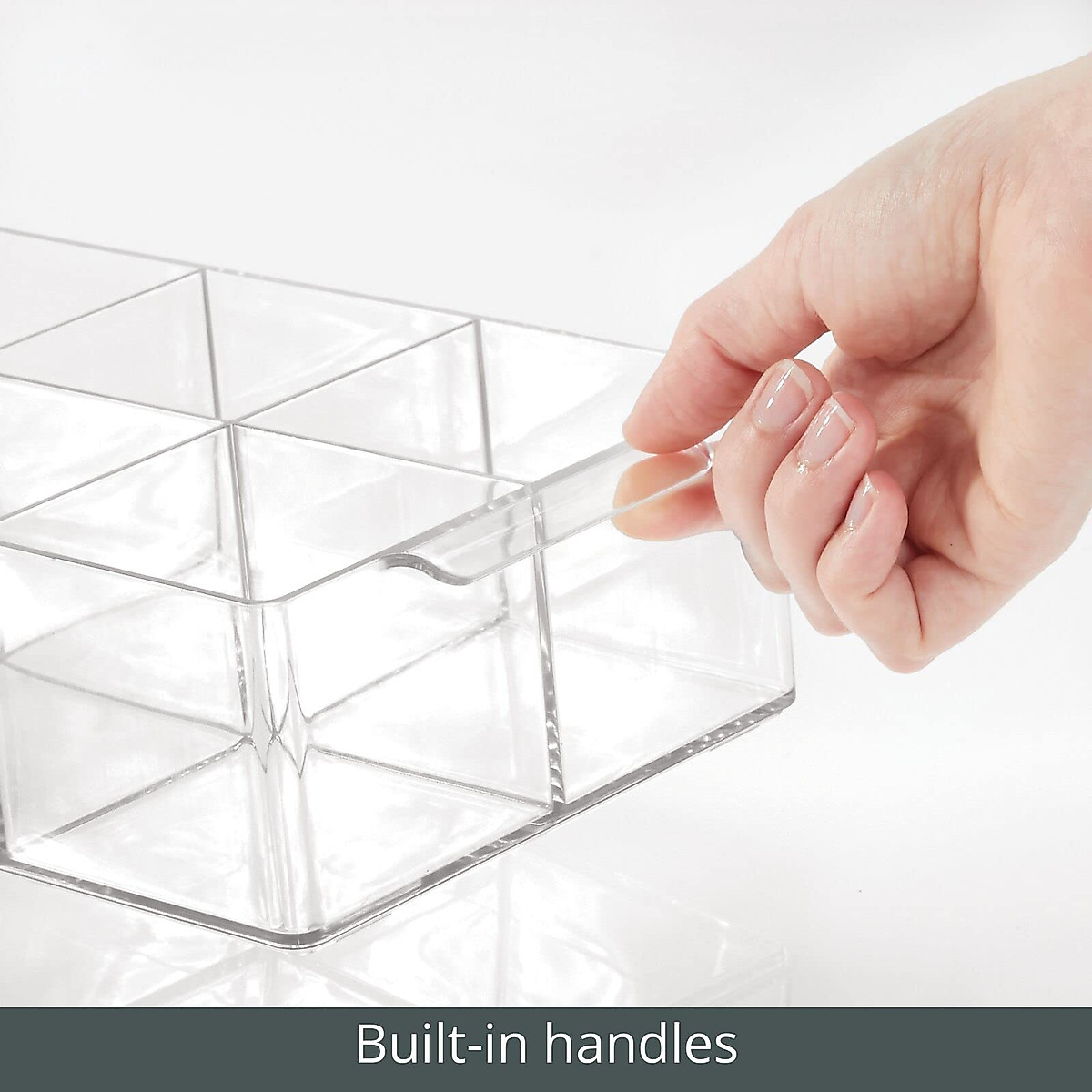 mDesign Plastic Condiment Organizer and Tea Bag Holder - 8-Compartment Kitchen Pantry/Countertop Storage Caddy - Divided Chip, Snack, Oatmeal Packet Holder - Lumiere Collection - 2 Pack, Clear