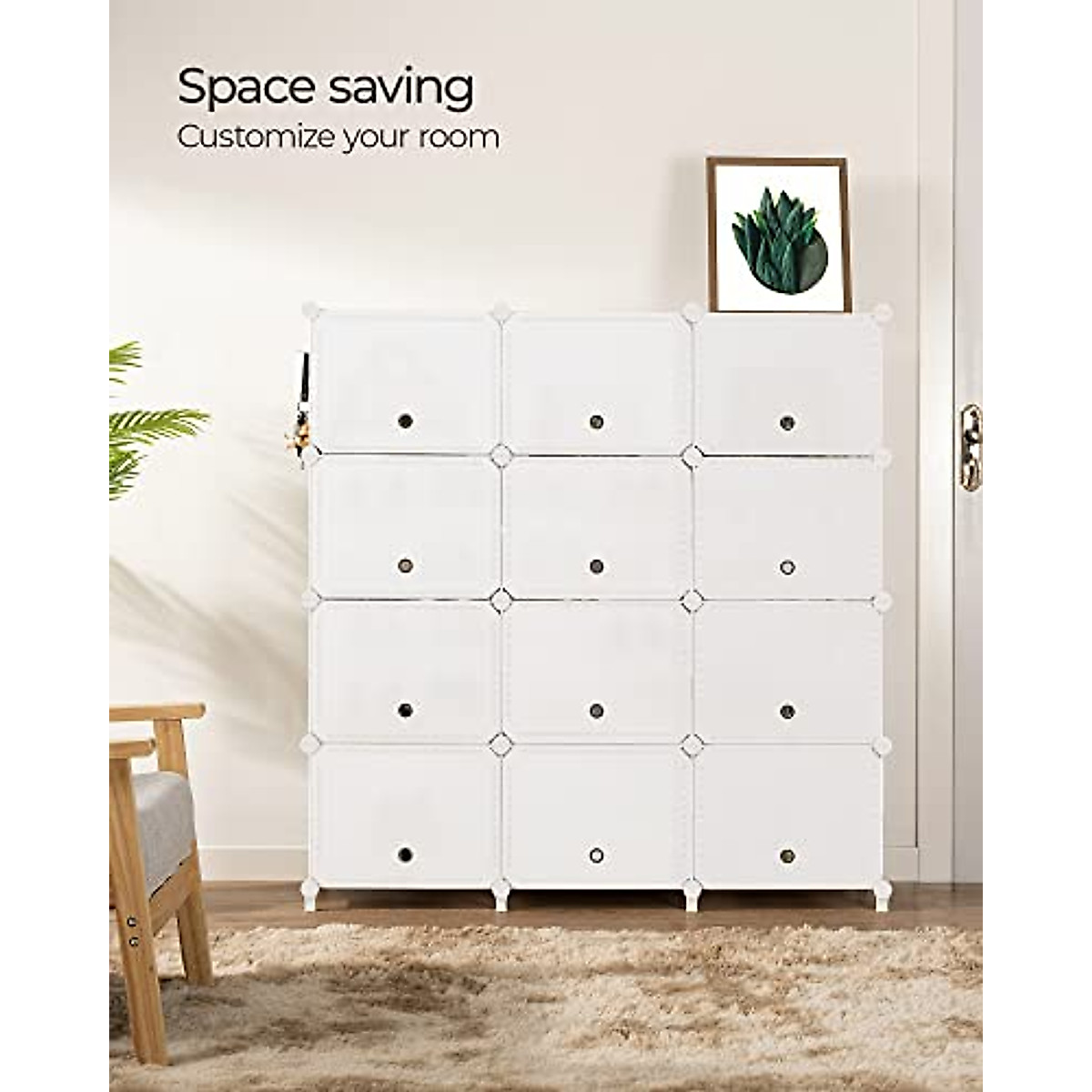 DINMO Shoe Rack, 8 Tier Shoe Storage Cabinet, 48 Pair Plastic Shoe Organizer for Closet Hallway Bedroom Entryway, White