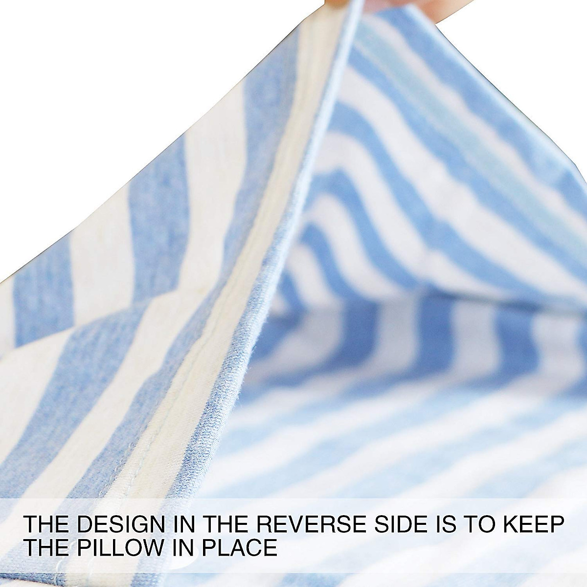 NTBAY 2 Pack Cotton 13" x18" Pillows with Toddler Organic Cotton Pillowcases, Soft Kids Crib Pillows for Sleeping with Envelope Closure Baby Travel Pillow Cases in Daycare Preschool, Blue Striped