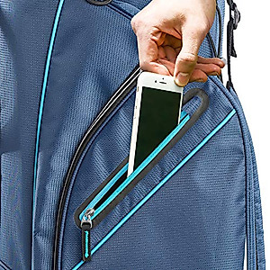 Izzo Golf Izzo Ultra-Lite Cart Golf Bag With Single Strap & Exclusive Features, Navy Blue/Light Blue