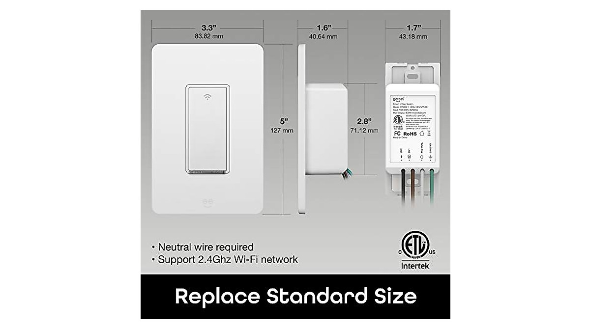 Geeni TAP Smart Wi-Fi Light Switch - No Hub, Voice Control, Easy Setup
