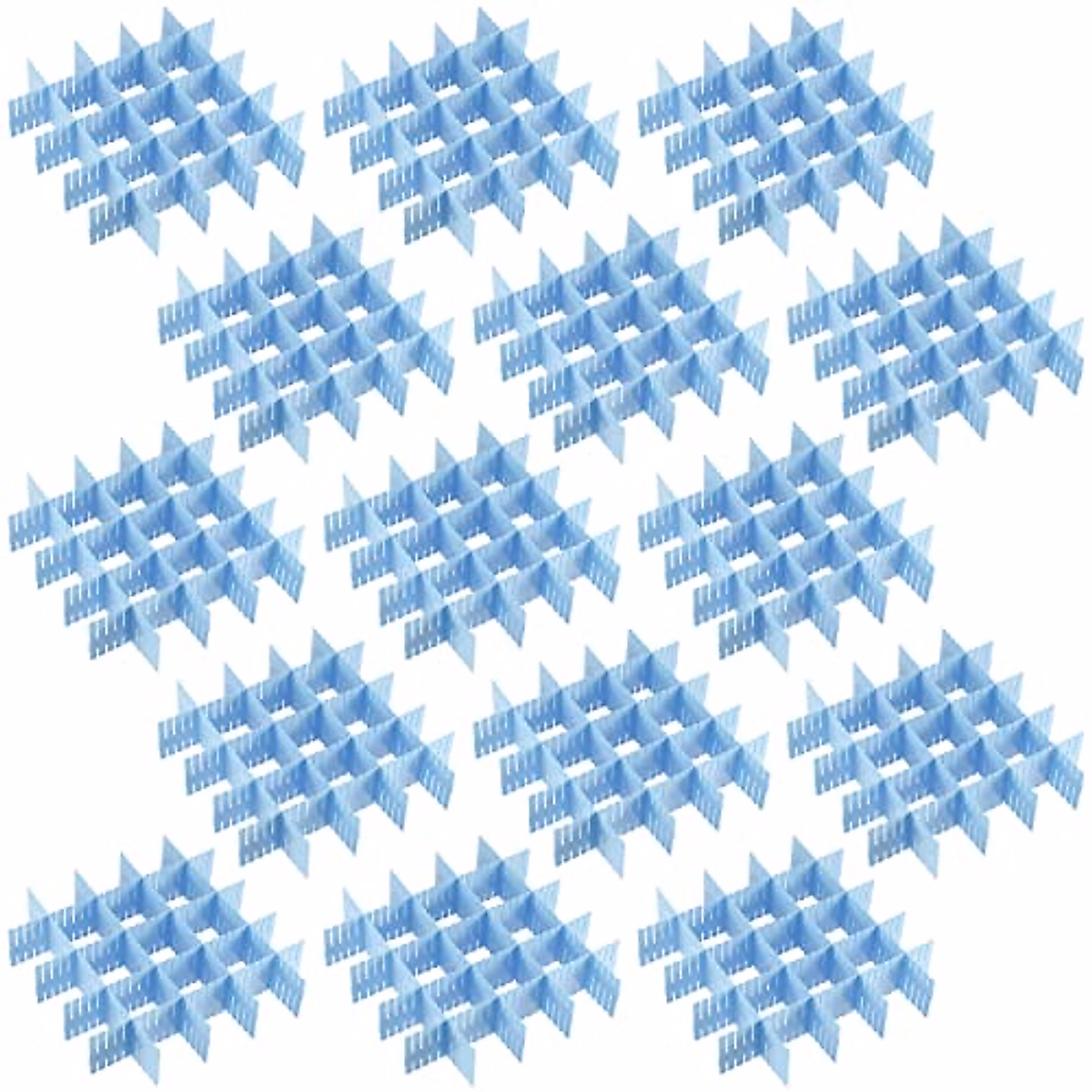 JOIKIT 60 PCS Blue Plastic DIY Grid Drawer Dividers, Plastic Desk Drawer Separators, Adjustable Drawer Divider Organizer, Household Storage Makeup Socks Underwear Organizer
