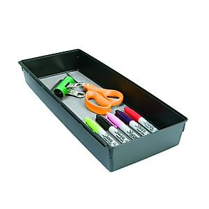 Rubbermaid No-Slip Interlocking Drawer Organizer, 6 x 15-in, Black with Gray Base (1994535)