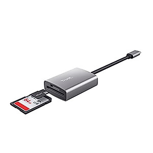 Trust Dalyx Fast USB Cardreader, Fast USB 3.2 Gen 1 with USB-C Connector, 104 MB/s with Compatible UHS-I Cards, (Micro) SD, SDHC and SDXC up to 2 TB, MacBook, PC, Laptop, Chromebook