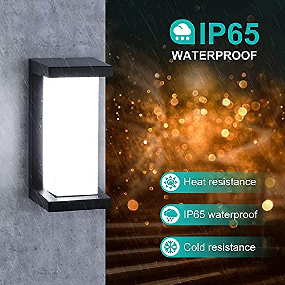 LOVEZOE LED Wall Light, IP65 Waterproof 18W Cold White 6000K Aluminum Rectangle Outdoor Wall Lamp Outdoor Lamp for Garden Front Bathroom Porch Garage