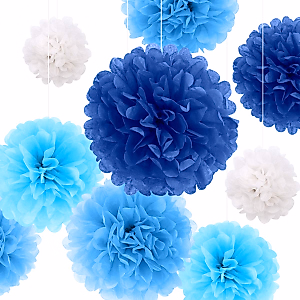 Binpeng Paper Pom Poms Hanging Paper Flower Ball Wedding Party Celebrations Decorations Outdoor Decoration Flowers Craft for Party Birthday party (BL-8PCS)