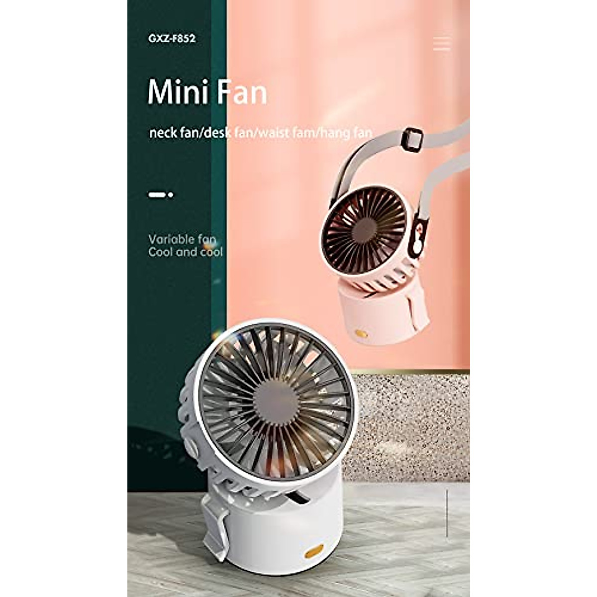 Amadething Portable Neck Fan, Desk Fan, Rechargeable Personal Small Fan, Mini Fan, Portable Neck Fan with 3 Wind Speeds (Black)