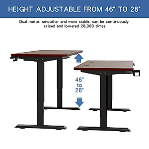 Jceet Electric Standing Desk with Drawer, 63x30 Inches Adjustable Height Sit Stand Up Desk with 4 Splice Boards, Home Office Desk Computer Workstation with Dark Walnut Top/Black Frame