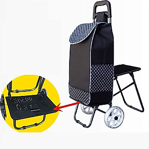 Shopping Trolley on Wheels Multi Function Shopping Cart Trip Elderly Climbing Stairs Cart Supermarket to Buy Food with Seat Bearing Crystal Single Wheel Lever Car Trolley Storage Hand Trucks,#1 ,S