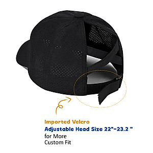 Cross Hat Womens Baseball Cap -Cross Ponytail Black