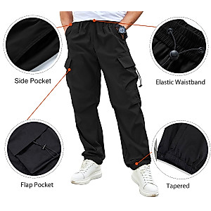 JMIERR Men's Casual Parachute Pants Wide Leg Trousers Beam Feet Harem Baggy Cargo Pants for Trendy Street Wear,US 36(L),Black