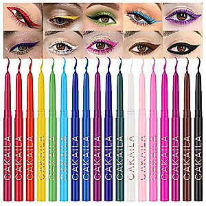 evpct 18 Colors Colored Retractable Matte Gel Eyeliners Eye liners Pencils Pen Set Multicolor for women, Red White Blue Silver Purple Pink Rainbow Waterproof Colorful Eyeliner Liner Color Pencil Set