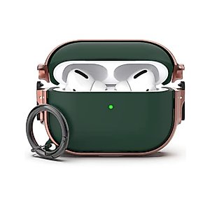GuarzFun case for AirPods Pro 2nd Generation case 2022, Secure Lock Clip case, Hybrid Material, Full Body Protective Cover for New AirPod Pro 2 & AirPod Pro (Rose Golden + Green)