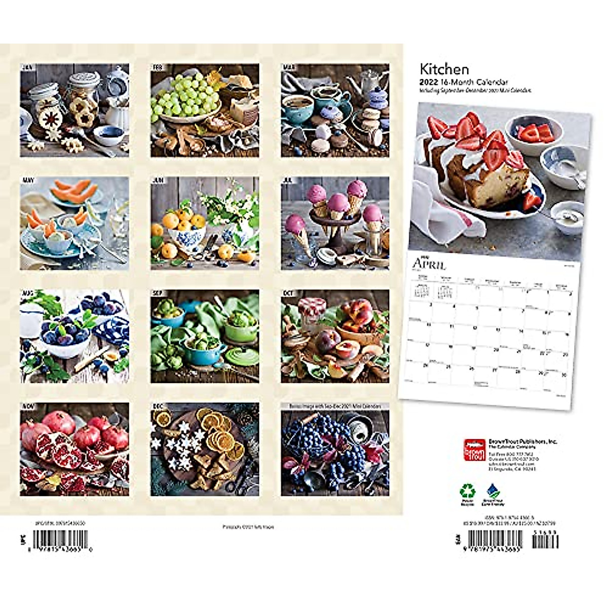 Kitchen 2022 14 x 12 Inch Monthly Deluxe Wall Calendar with Foil Stamped Cover, Cooking Home