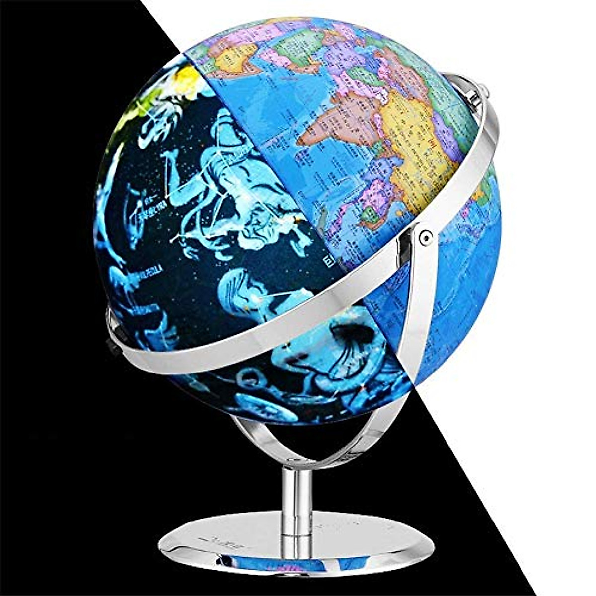 World Globe with Illuminated Constellations – 9" Light Up Globe for Kids & Adults – Interactive Earth Globe for Educational Toys, Home Office Ornaments