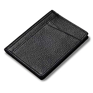 Dorras Front Pocket Minimalist Leather Slim Wallet, Bifold Credit Card Holder With ID Window