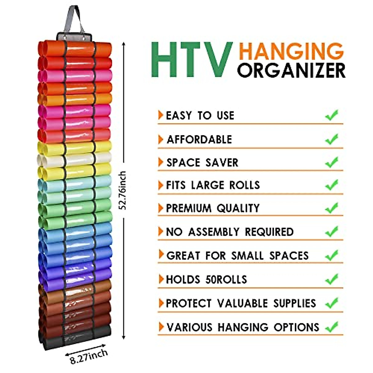 Vinyl Roll Holder, Vinyl Storage Organizer Wall Mount/Over The Door, Vinyl roll Storage, Craft Vinyl Storage Organizer Idea with 50 Compartments