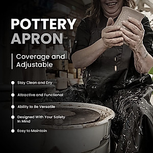 K-Rae Evolution Stay Dry Craft and Pottery Apron Split Leg, Full Coverage with Towel Loops, Water Proof Apron for Men & Women, Adjustable Split Leg Black Apron, Dirt, Oil and Chemical Resistant