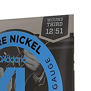 D'Addario Guitar Strings - XL Pure Nickel Electric Guitar Strings - Round Wound - Warm, Bright, Vintage Sound - EPN21 - Jazz Light, 12-51