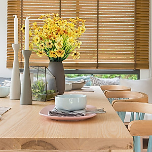 Vebroert Artificial Flowers, 12 Bundles Outdoor Fake Flowers UV Resistant Silk Flowers Greenery Decor, No Fade Plastic Faux Plants for Window Boxes Garden Porch Wedding Decoration, Yellow