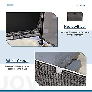 JOIVI Outdoor Patio Storage Box Waterproof, 120 Gallon Wicker Storage Bin, Large Deck Box For Cushions, Garden Tools, Pool Toys, Gray