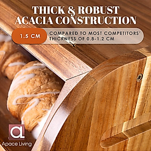 Arise Stylish Acacia Bread Box for Kitchen Countertop, Extra Large 2-Shelf Wooden Bread Storage Container with Clear Windows and Air Vents Keep Bread, Bagels and Rolls Fresh, Self Assembly