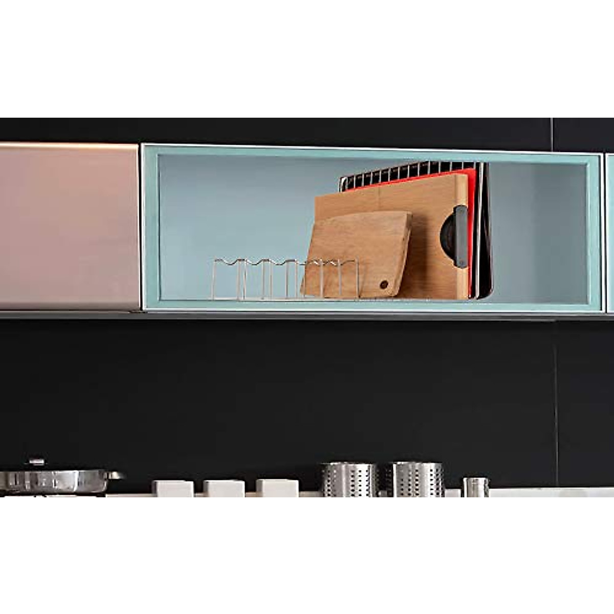 SANNO Stainless Steel Pan Pot Lid Holder, Pot Rack Organizer Kitchen, 13-1/3"W x 4-1/3"H x 4-3/4"D, 10 Dividers, 10 Slots